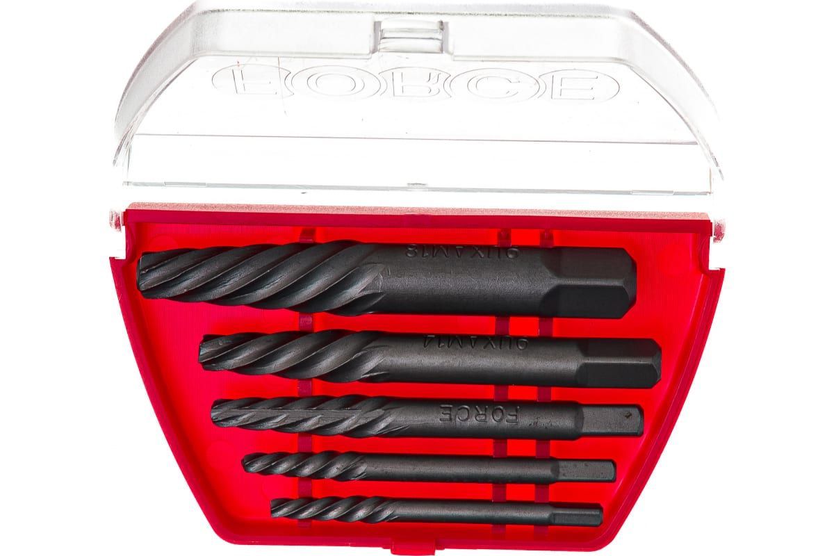 Набор экстракторов резьбы 5 предметов для извлечения сломанного крепежа FORCE 63005 - купить с ...