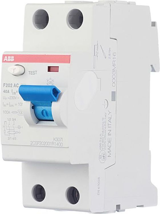 УЗО ABB F200, 2P 40А 30мА, тип AC, 2CSF202001R1400, серый - купить с доставкой по выгодным ценам ...