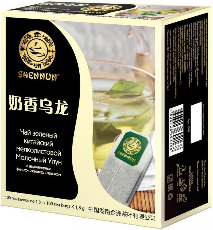Shennun Чай зеленый китайский пакетированный Молочный Улун, 100 шт ...