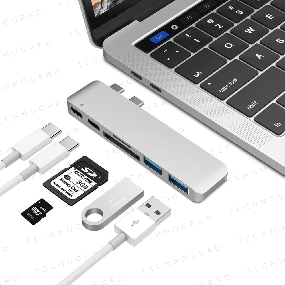 USB HUB для MacBook Pro 6 в 1. Разветвитель юсб 3.0. Переходник Type C ...