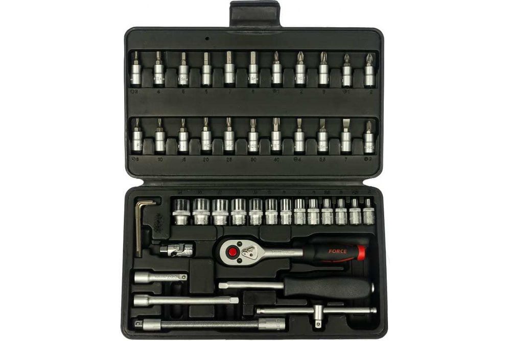 Набор инструмента FORCE 2462 с 6-ти гран. головками 1/4", 46 предметов ...