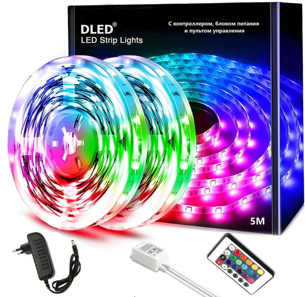 Светодиодная лента DLED, 12В, IP65, 60 LED/m PRO 5м, 60 LED/m, RGB ...