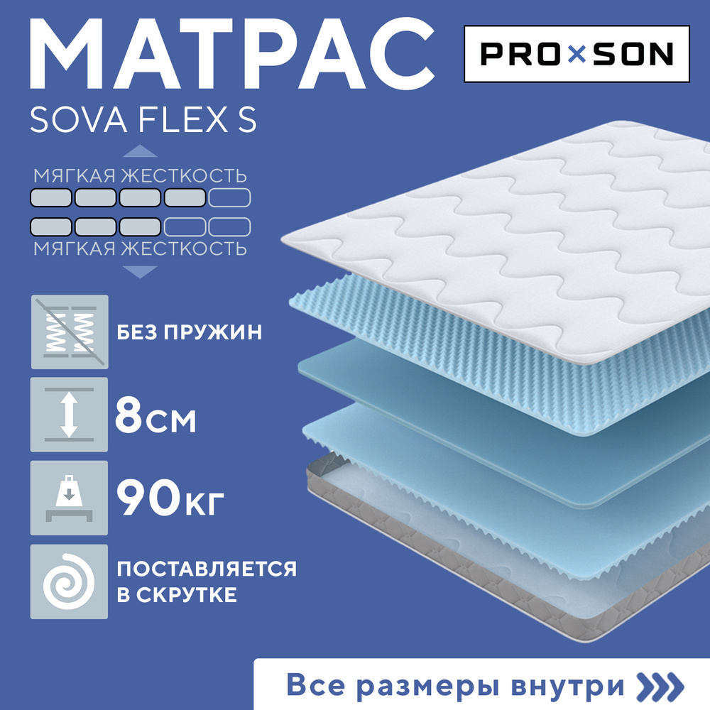 Матрас PROSON Сова Флекс S серия OnLine, Беспружинный, 90 - купить по выгодной цене в интернет ...