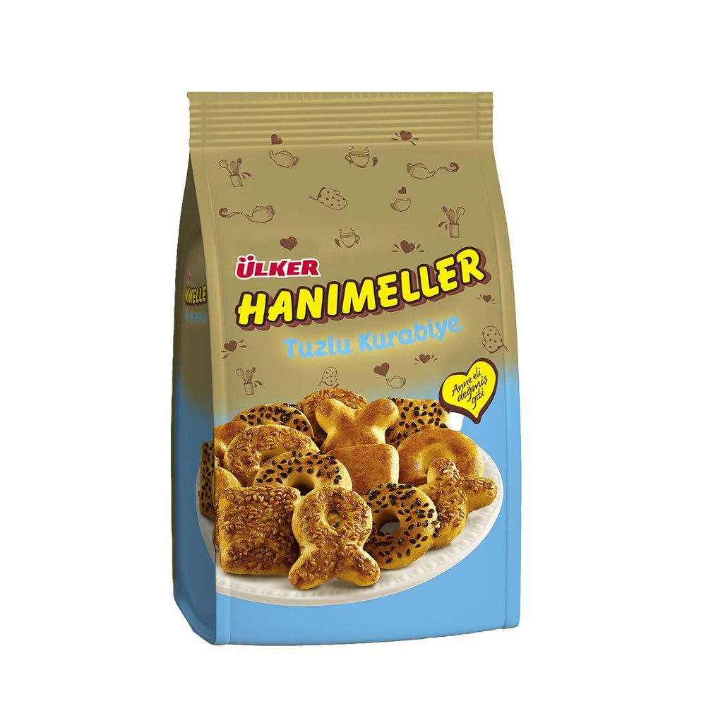Печенье Ханимиллер сдобное соленое с кунжутом, "Ulker" Hanimeller Tuzlu ...