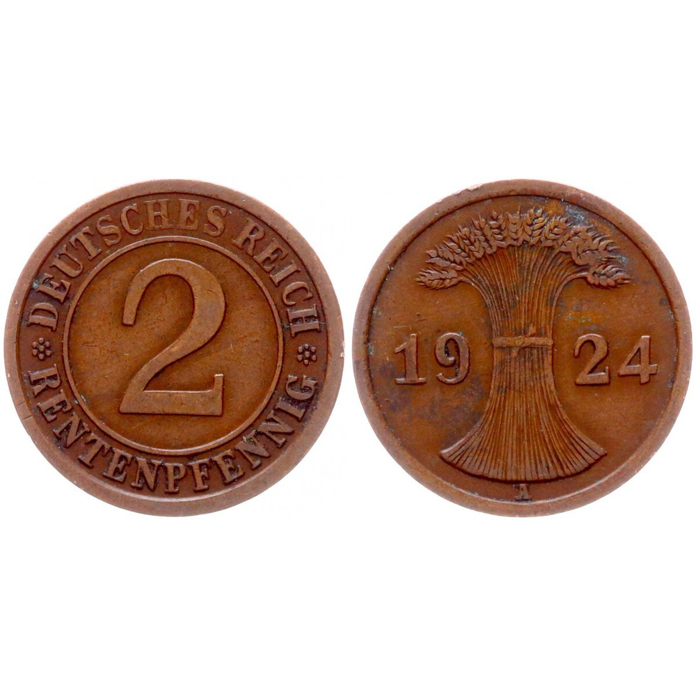 Германия 2 Рентенпфеннига 1924 A год XF KM# 31 Веймарская республика - купить в интернет ...