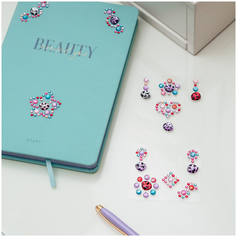 5 шт., Наклейки акриловые MESHU "Shiny crystals", 23*9см, стразы, 140 наклеек, инд. уп ...