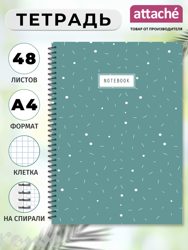 Тетрадь Attache Economy Flakes, А4, 48 листов, в клетку, на спирали ...