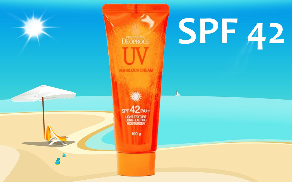 Deoproce Uv Sunblock Cream Spf 42 Pa++ Крем солнцезащитный для лица и ...