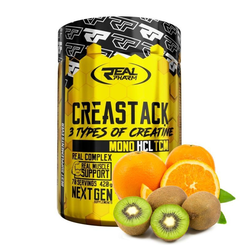Креатиновый комплекс Real Pharm Crea Stack, порошок 420г (Киви-апельсин) / Креатин моногидрат ...