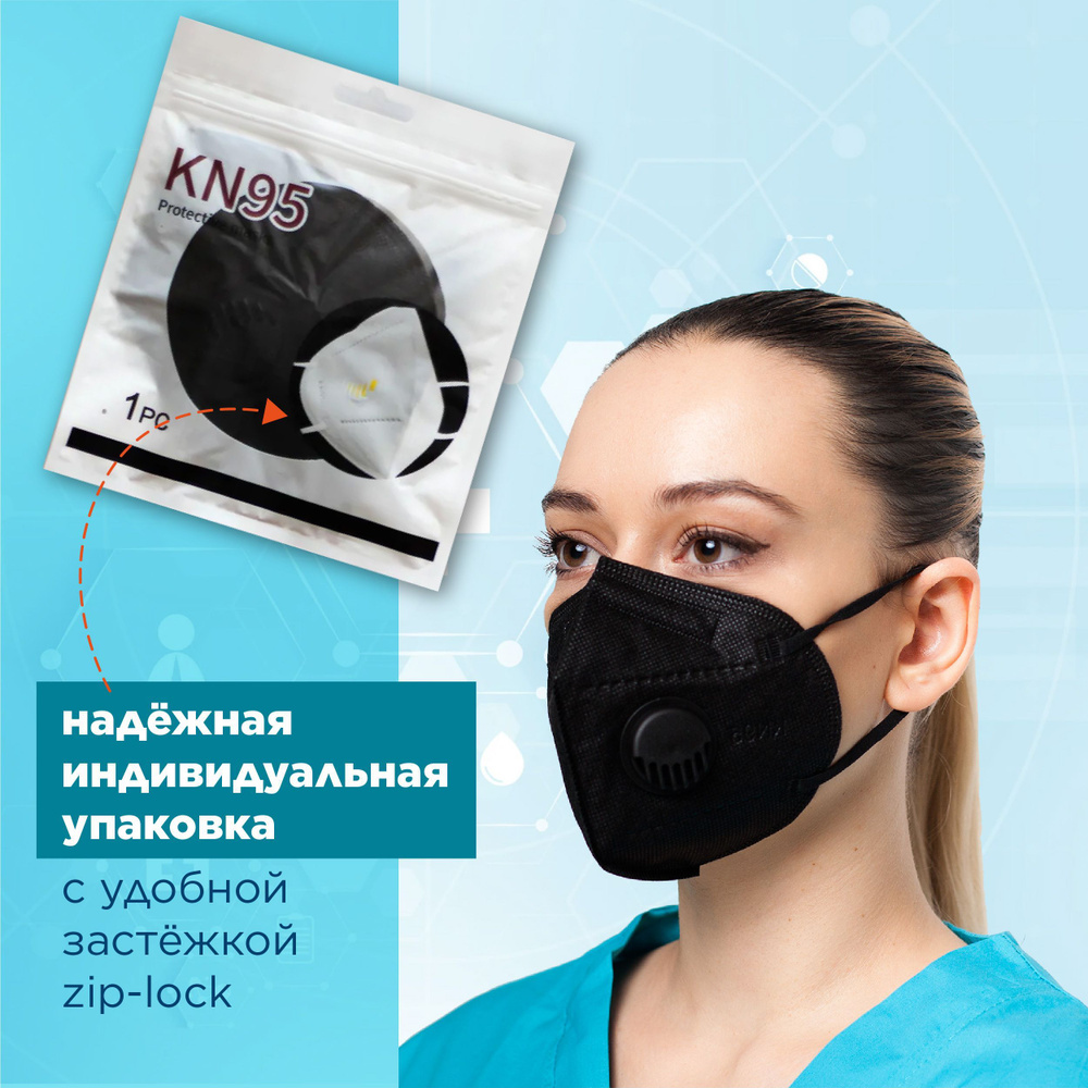 Универсальный тканевый респиратор KN95 с классом защиты FFP2 от пыли и мелких частиц, удобным ...