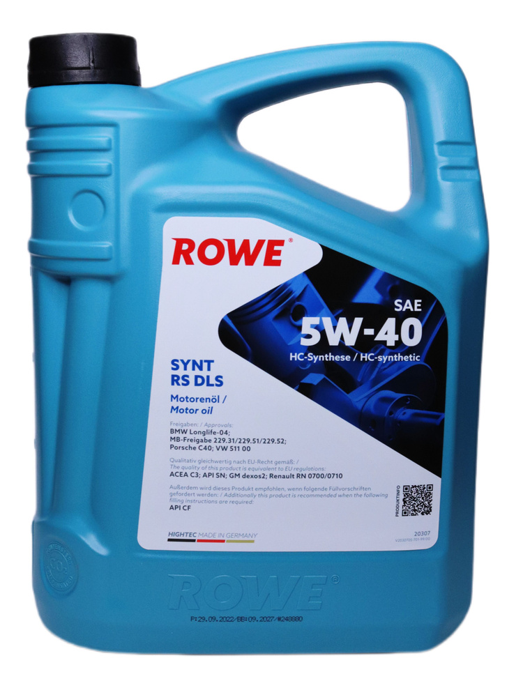 Масло моторное ROWE 5W-40 НС-синтетическое - купить в интернет-магазине ...