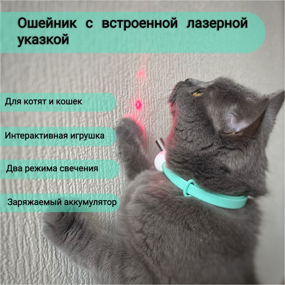 Интерактивный ошейник с встроенной лазерной указкой, игрушка дразнилка ...