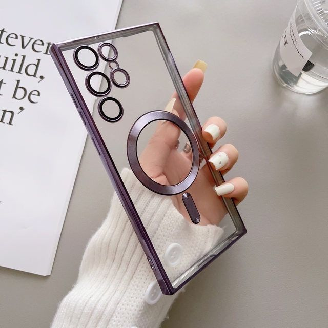 Прозрачный-фиолетовый силиконовый чехол с магнитом MagSafe для Samsung ...