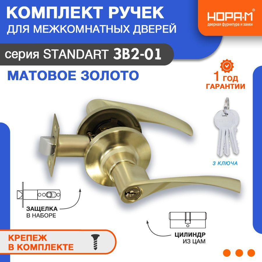 Ручка защелка НОРА-М ЗВ2-STD нажимная для межкомнатных дверей - Матовое ...