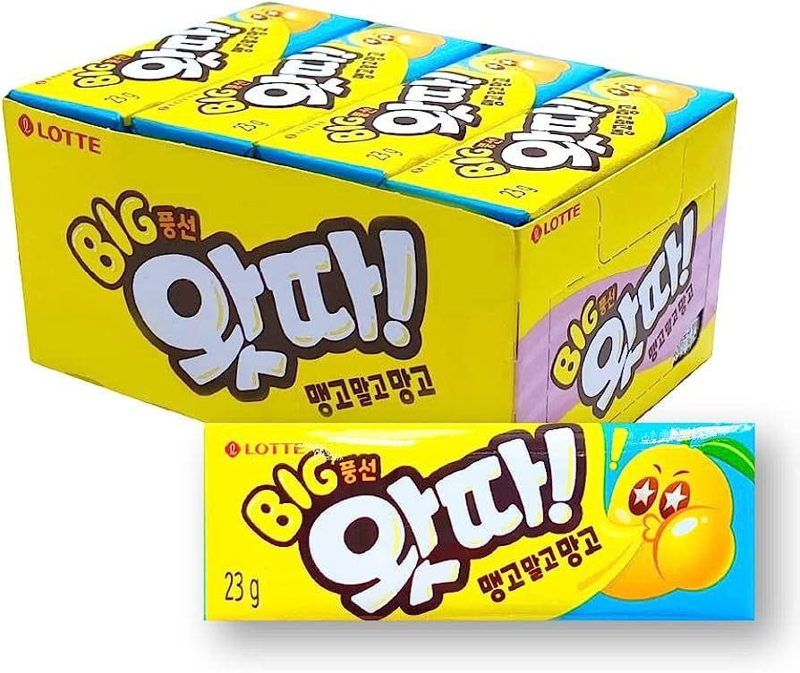 LOTTE жевательная резинка Манго Whatta Big Bubble Gum Mango 16шт блок ...