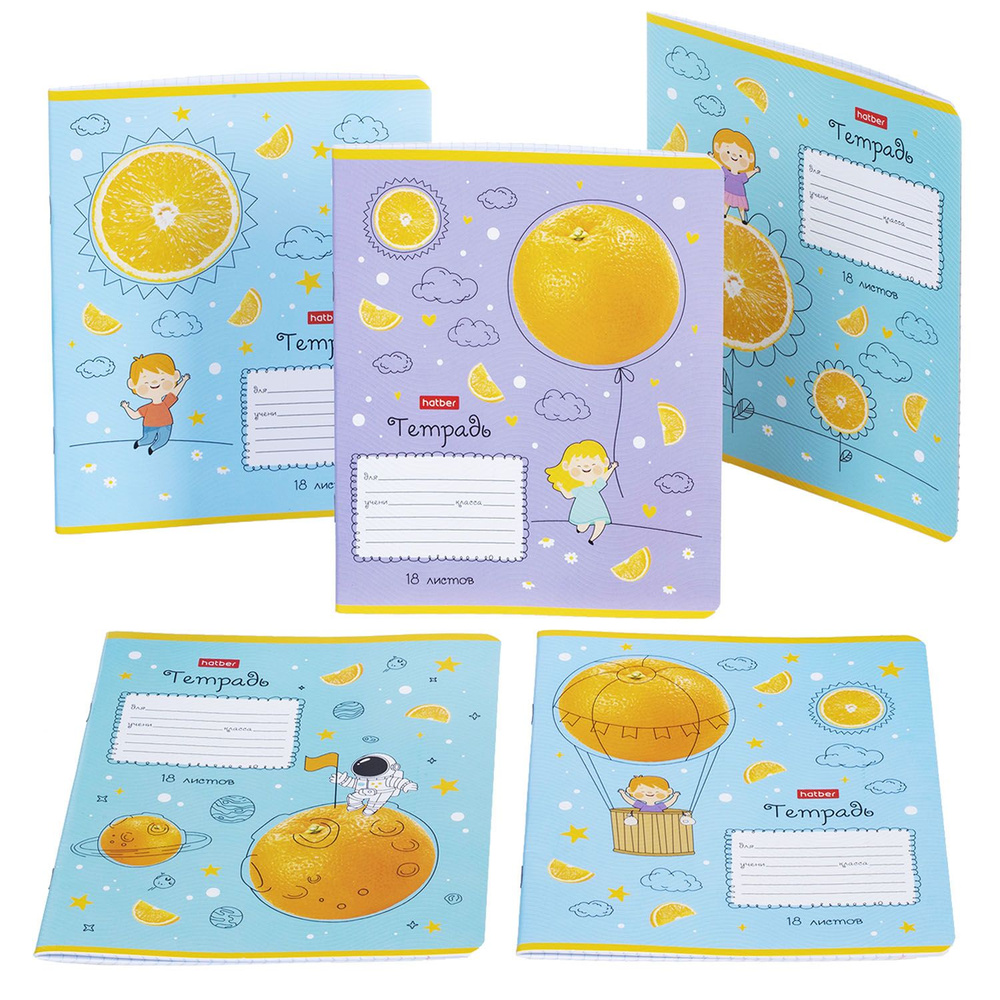Тетрадь Hatber 18 листов, формата А5, в клетку, 65 г/кв. м, на скобе, тиснение, 10 штук/5 ...