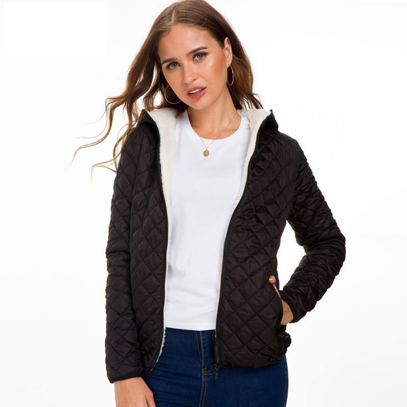 Куртка Женский ZinBee Капюшон, Карманы глубокий черный Полиэфирное волокно, Хлопок, размер 44 ...