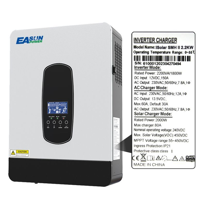 Гибридный солнечный инвертор ISolar SMH II 2.2KW, MPPT, 2200Вт, 12В Easun Power - купить с ...