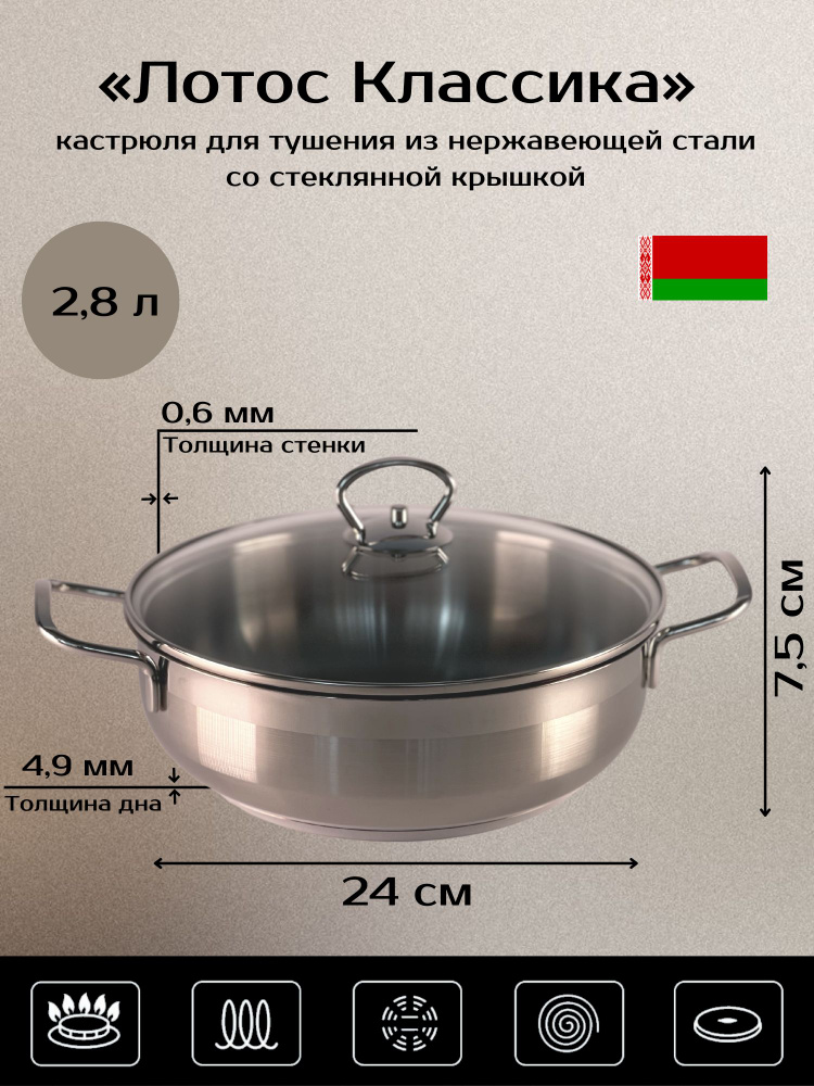 Кастрюля КУХАР, Нержавеющая сталь, 2,8 л - купить по выгодной цене в ...