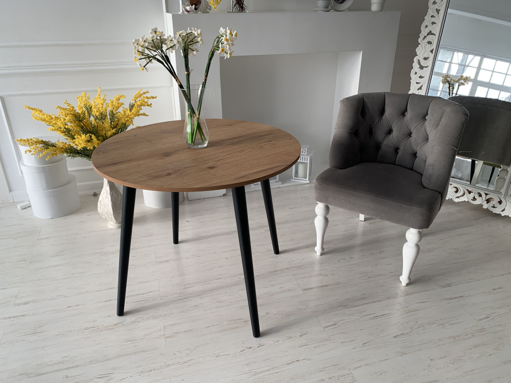 Стол обеденный ДОЛОРЕС Нераскладной Стол круглый белый, 100х100х75 см ...