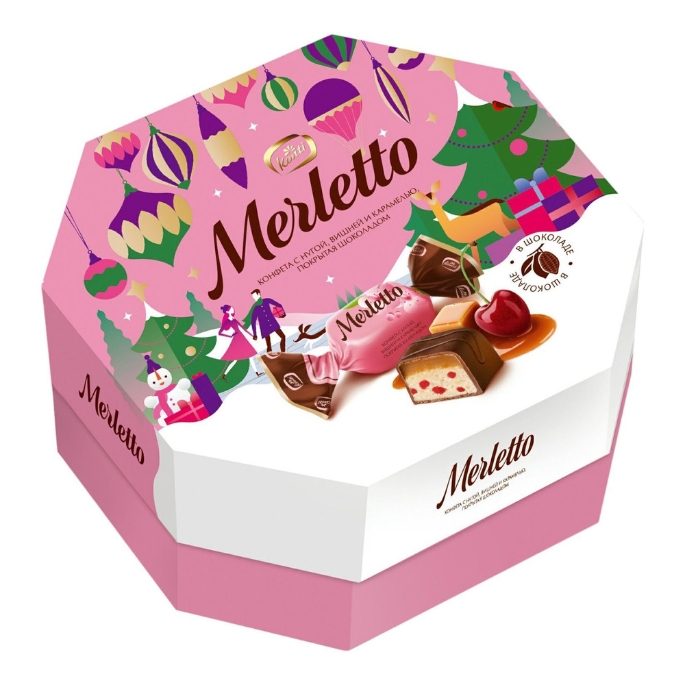 Конфеты глазированные Merletto с нугой-вишней-карамелью 150 г - купить ...