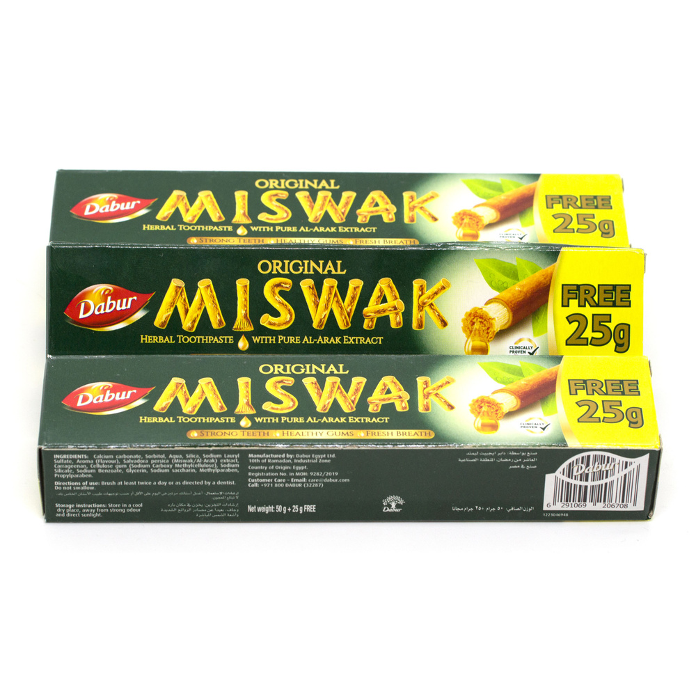 Зубная паста из Египта, Miswak Dabur 3*75г/ зубная паста с мисваком ...