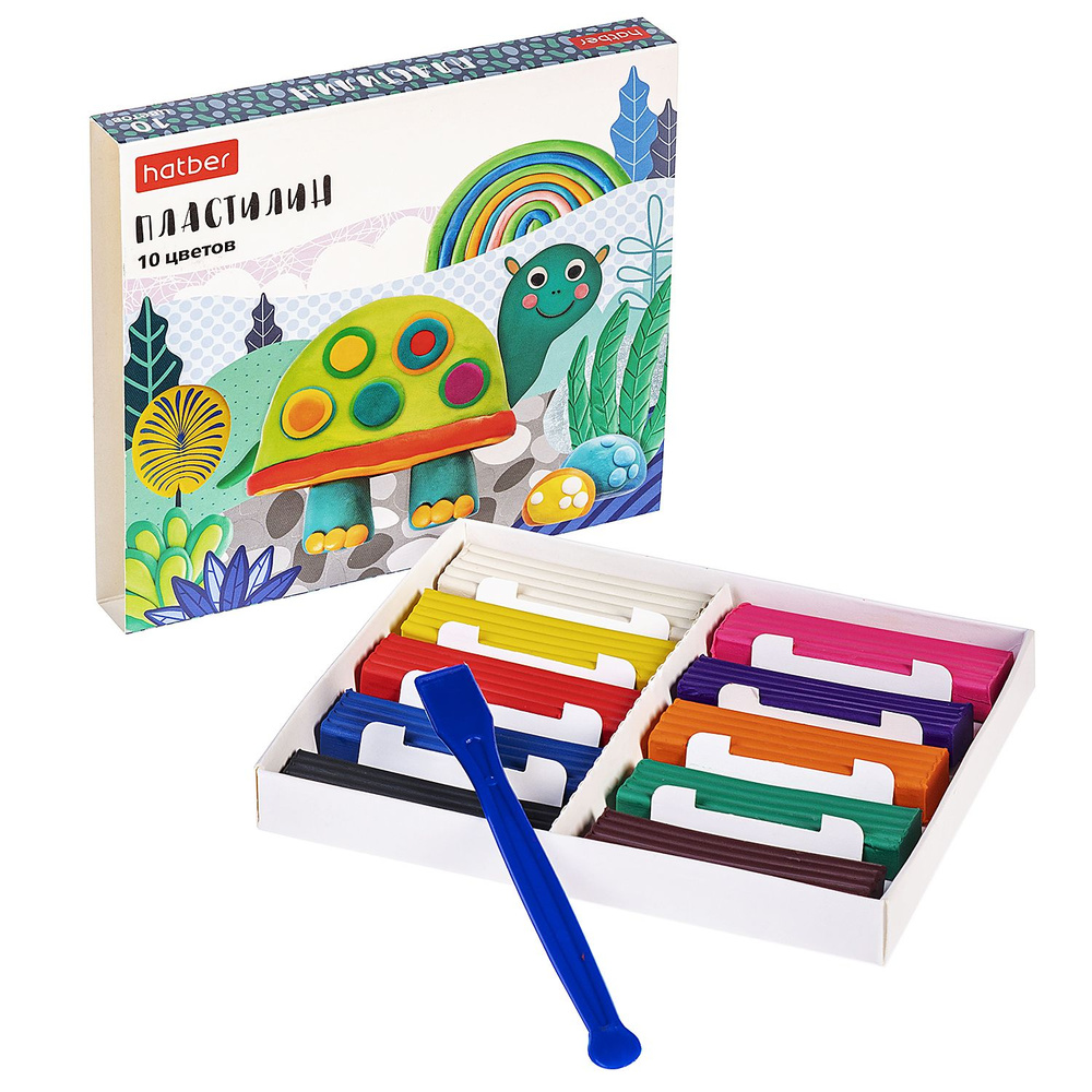 Пластилин 10 цв. 200гр Hatber со стеком -COLORA- - купить с доставкой по выгодным ценам в ...