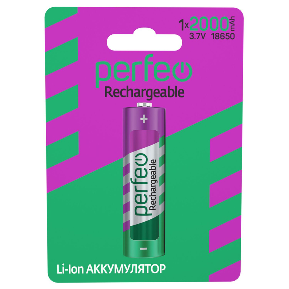 Perfeo Аккумуляторная батарейка 18650, 3,7 В, 2000 мАч, 1 шт - купить с доставкой по выгодным ...