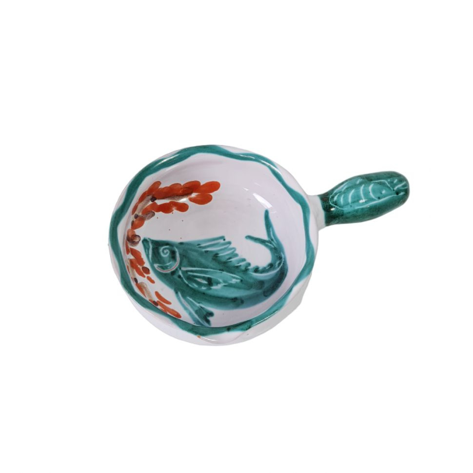 Тарелка винтажная Fazio, Vallauris с ручкой с изображением рыбы ...