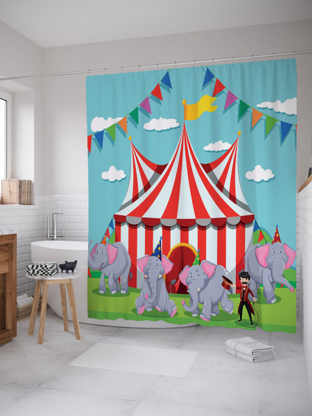 Штора для ванной 200x180 см JoyArty ноты, бабочки, краски, скрипичный ключ, музыка, ряды, точки ...