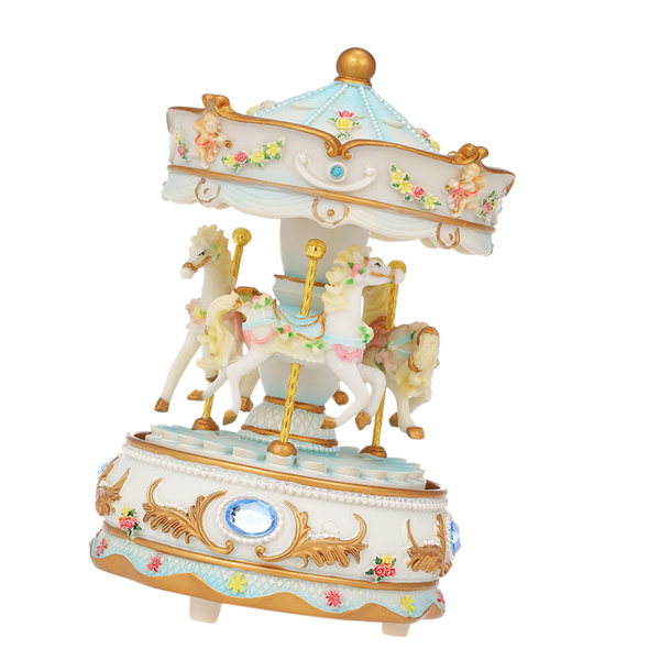 Mini Carousel Clockwork Music Box Красочный светодиодный весельчак ...