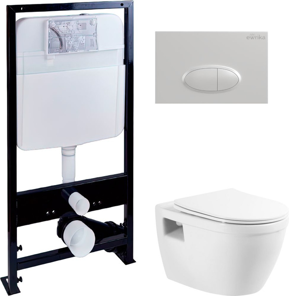 Комплект 3 в 1 Унитаз подвесной BelBagno Loto BB070CHR/SC / Инсталляция EWRIKA ProLT 0026-2020 ...