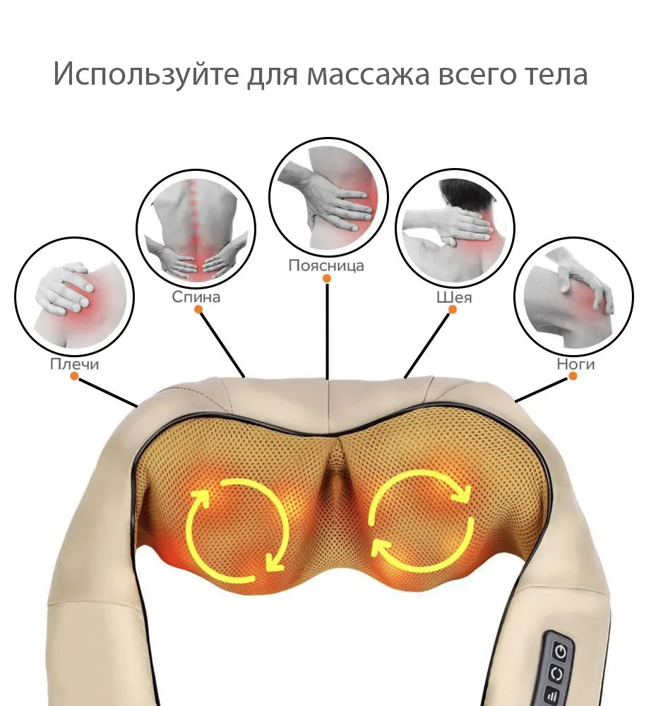 Электрический массажер для спины, шеи и плеч Массажная подушка для тела ...