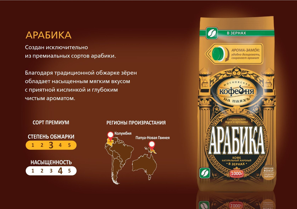 Кофе в зернах Московская кофейня на паяхъ, Арабика, 500 гр. - купить с ...