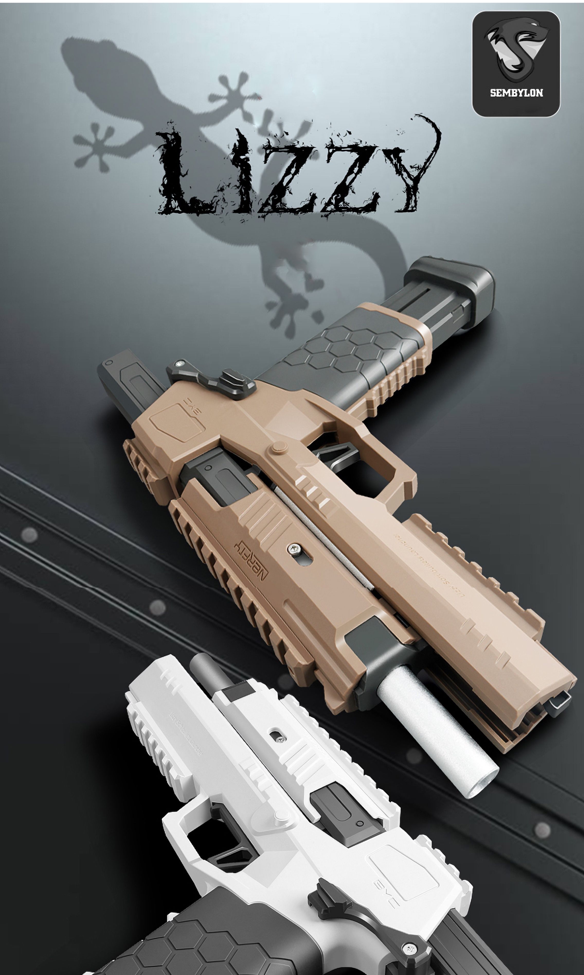 Бластер Lizzy Gecko 2.0 Cyberpunk 2077 пистолет для делей с мягкими ...