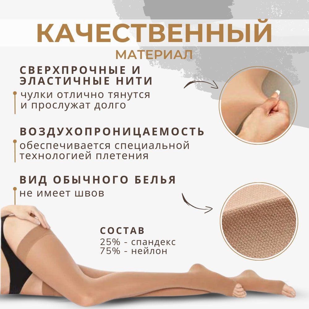 Чулки компрессионные Stono бежевый, 2 класс компрессии, 1 шт - купить с ...