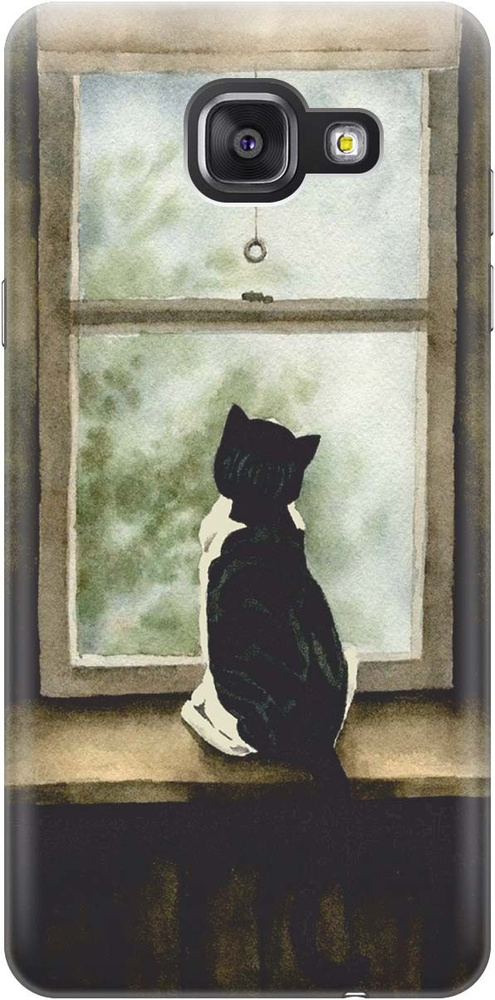 Cиликоновый чехол Кот у окна на Samsung Galaxy A3 (2016) / Самсунг А3 ...