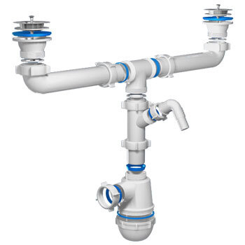 Сифон двойной АНИ Пласт ГРОТ A3500 1-1/2' х 40 мм с двумя отводами ...