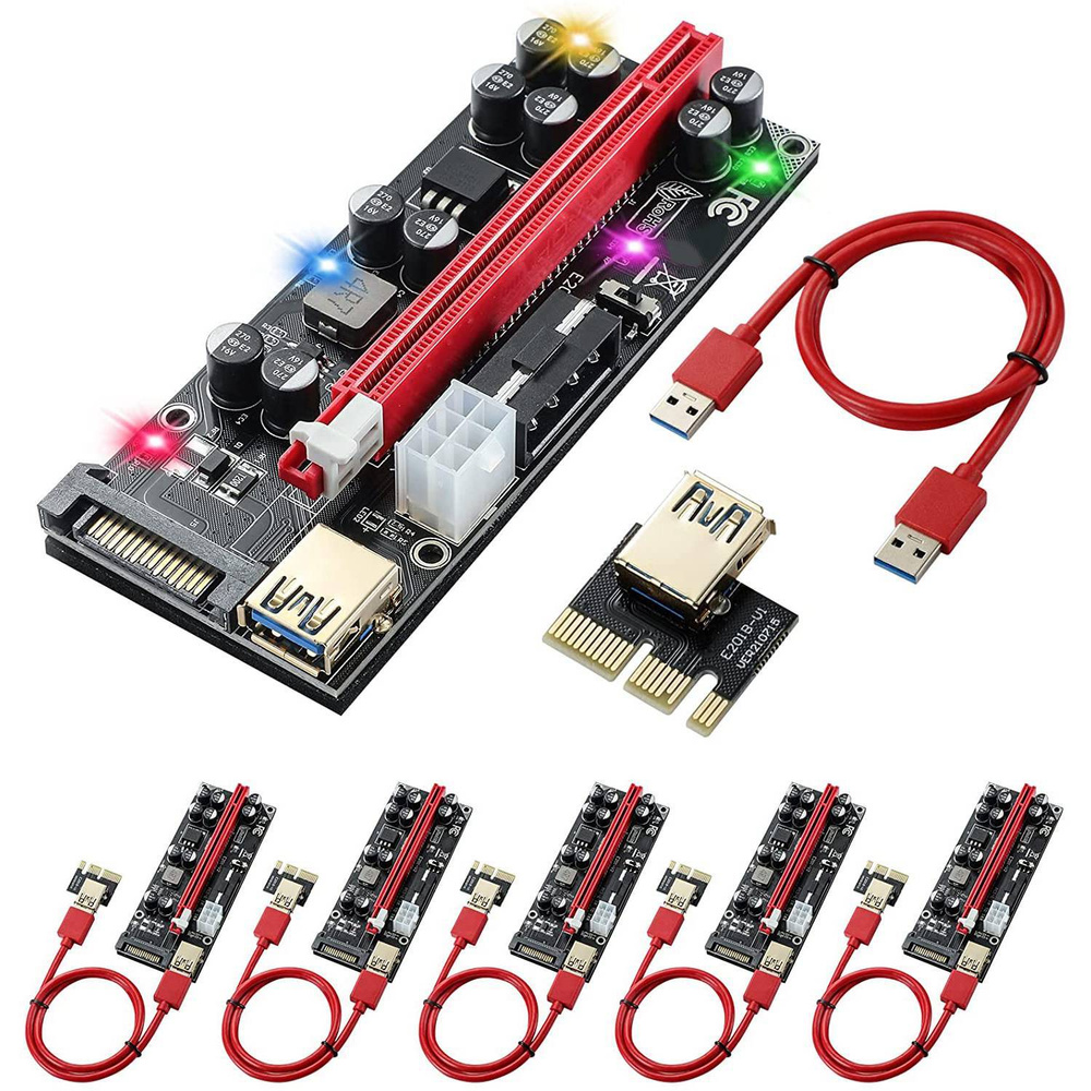 6PCS PCI-E Riser GPU Riser Card 10 конденсаторов, для добычи ETH ...