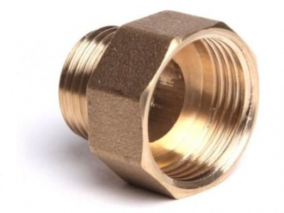 Переходник 1/2"F х 1/2"M под ключ, латунный никелированный фитинг для ...