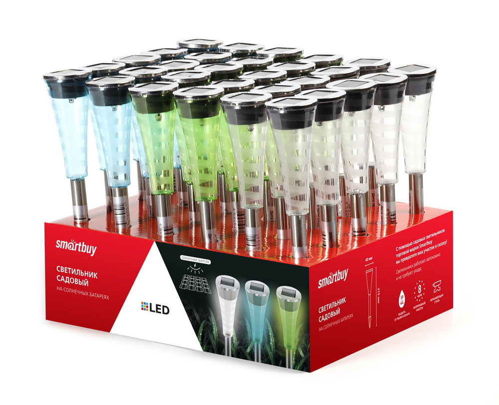 Садовый светильник Smartbuy на солнечной батарее, нержавеющая сталь ...