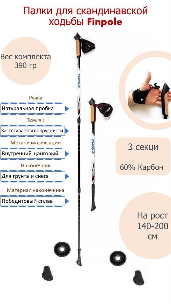 Finpole Палки для скандинавской ходьбы 85-135 см купить на OZON по ...