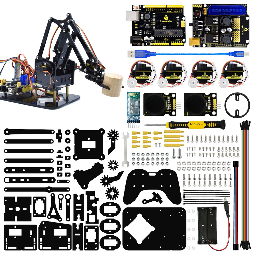 Keyestudio 4DOF Robot Arm Kit для Arduino DIY Robot STEM программирования купить на OZON по ...