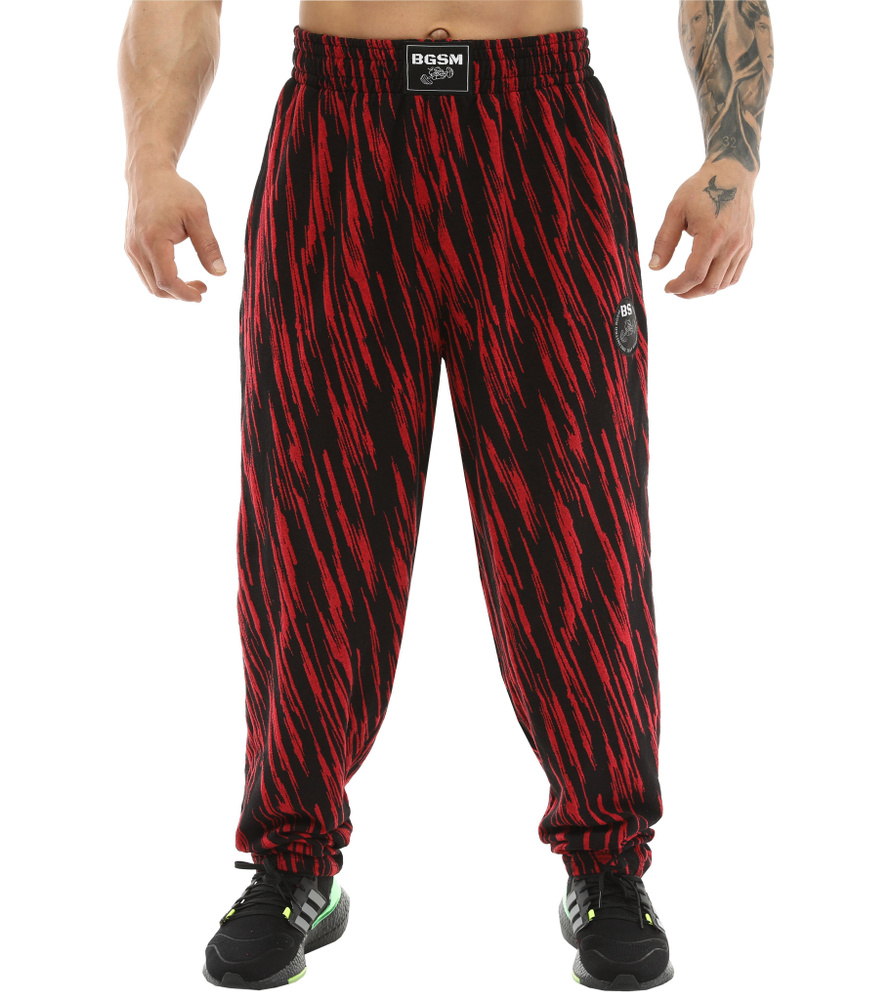 Брюки Мужской Big Sam красный для спорта Хлопок, размер 56 Завязки оверсайз Демисезон Турция ...