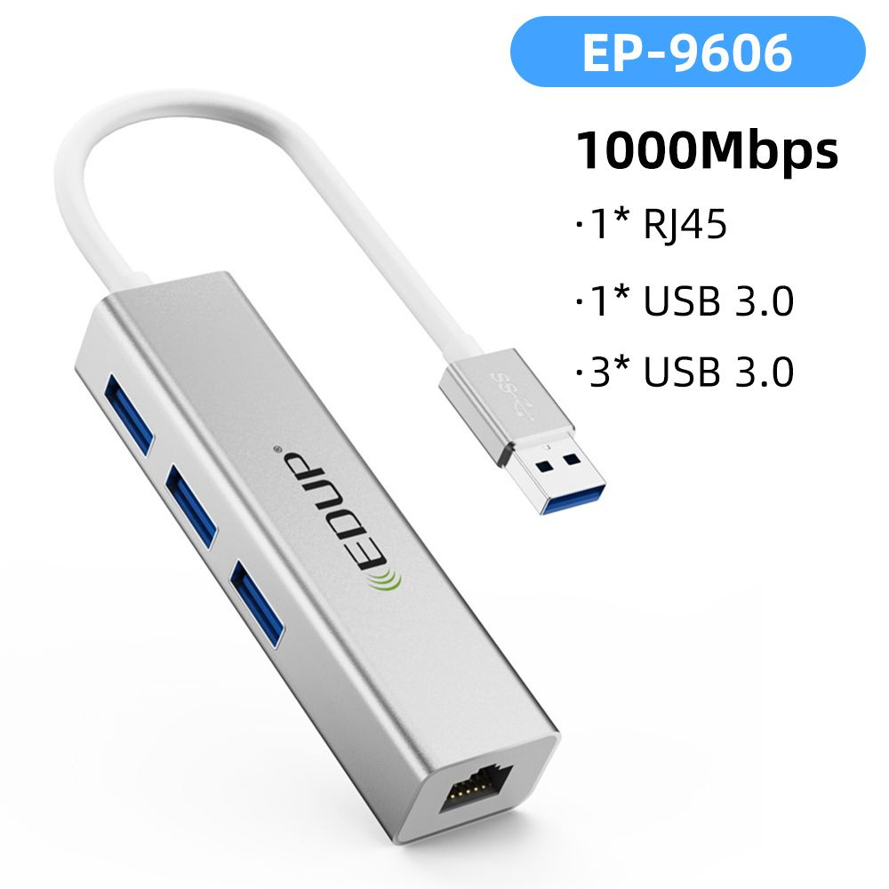 EDUP USB 3,0 HUB USB-разветвитель 3 порта Type C HUB USB-Rj45 Gigabit Ethernet-адаптер для книг ...