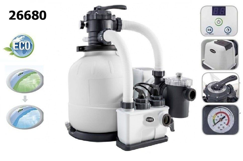 26680 Песочный фильтр-насос 10000л/час с хлоргенератором Intex (система ...