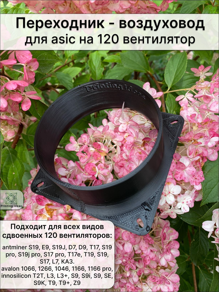 Переходник-воздуховод для асик на 120 вентилятор под гофру D110, черный ...