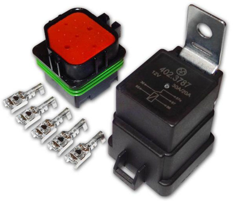 реле универсальное герметичное с колодкой 5-контактное 12V 30/20А ...