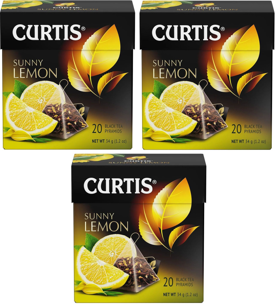 Чай в пирамидках черный Curtis Sunny Lemon, ароматизированный, средний ...
