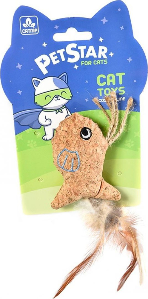 Pet Star Игрушка Рыбка для кошек, с мятой и перьями, текстиль, 21х10 см ...